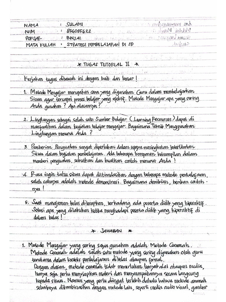 Tugas Tutorial 2_strategi Pembelajaran Di Sd_sulami_856095622 | PDF