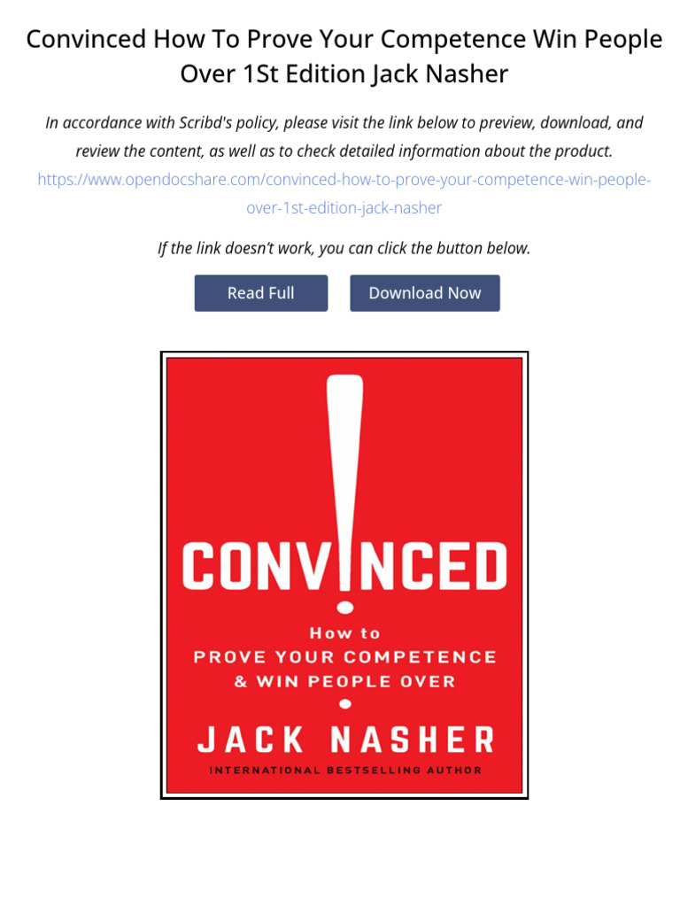 Convinced How to Prove Your Competence Win People Over 1st Edition Jack ...