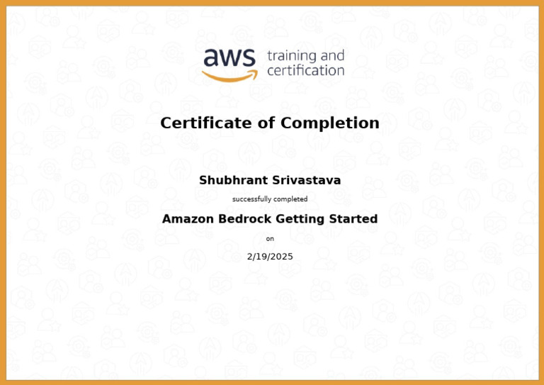 Amazon Bedrock Completion Certificate | PDF
