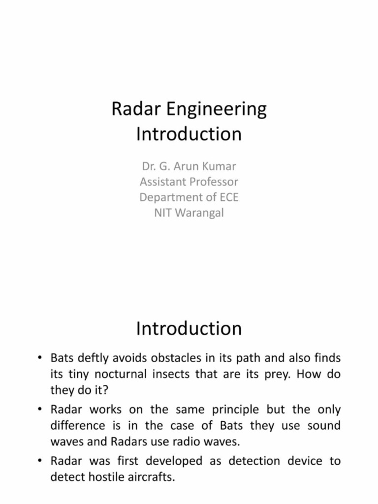 Radar Engineering Class Notes ECE | PDF | Radar | Transmitter