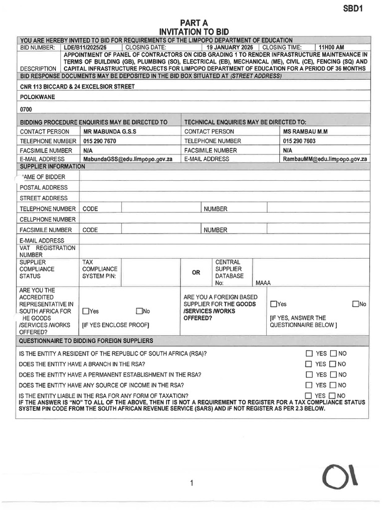 Bid Document b11 2025 26 | PDF