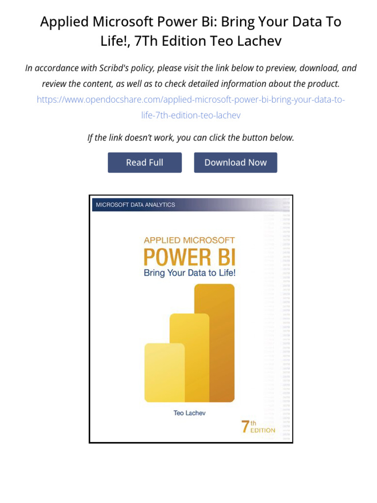 Applied Microsoft Power BI: Bring your data to life!, 7th Edition Teo ...