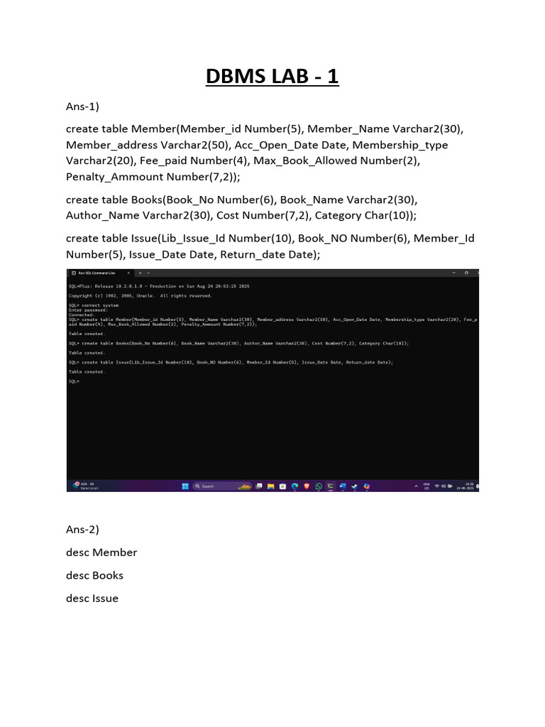 DBMS_LAB_1_New | PDF