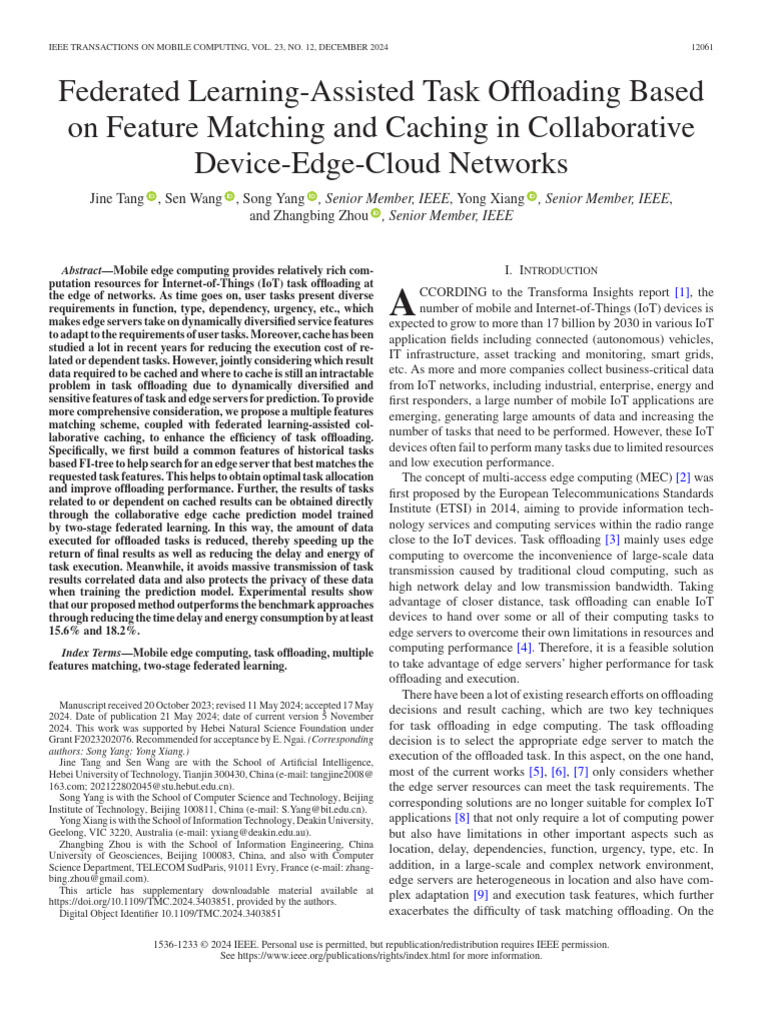 Federated Learning-Assisted Task Offloading Based on Feature Matching ...