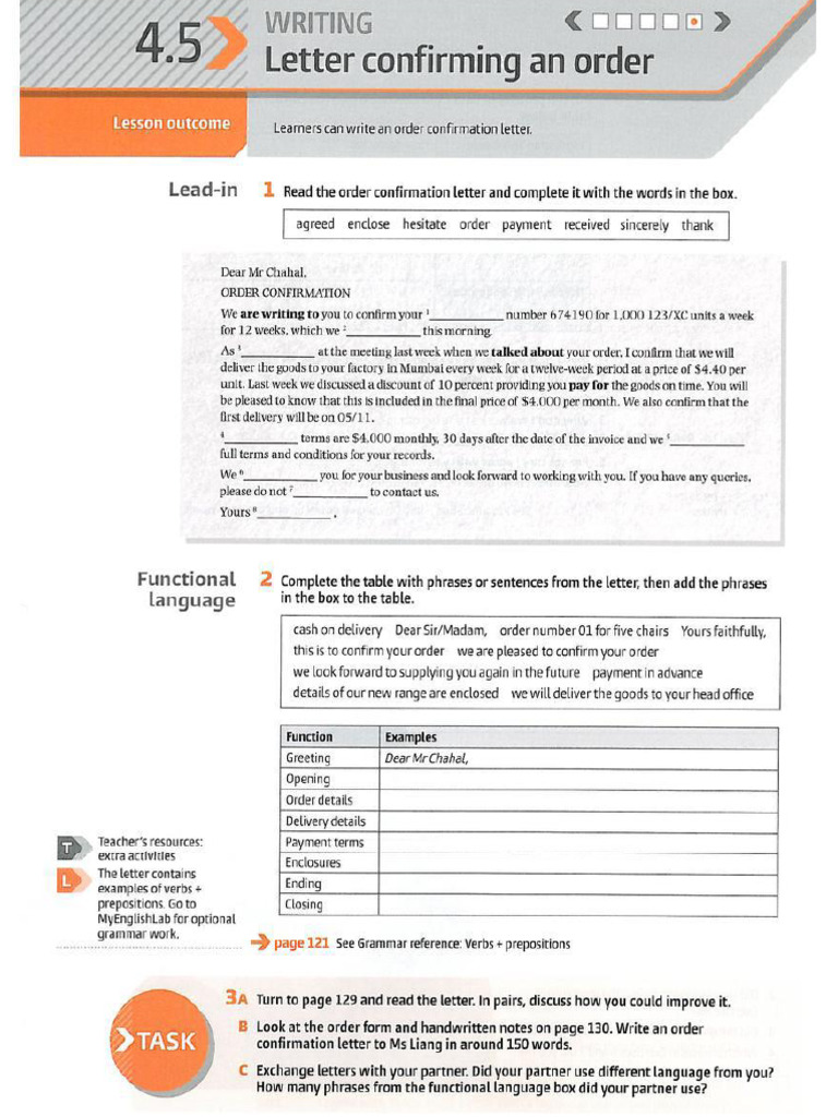 WRITING a Letter Confirming an Order | PDF