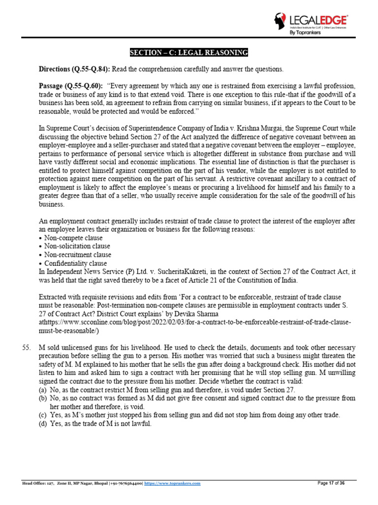 Bootcamp Mock CLAT 01 Question Paper.pdf | PDF | Lawsuit | Res Judicata