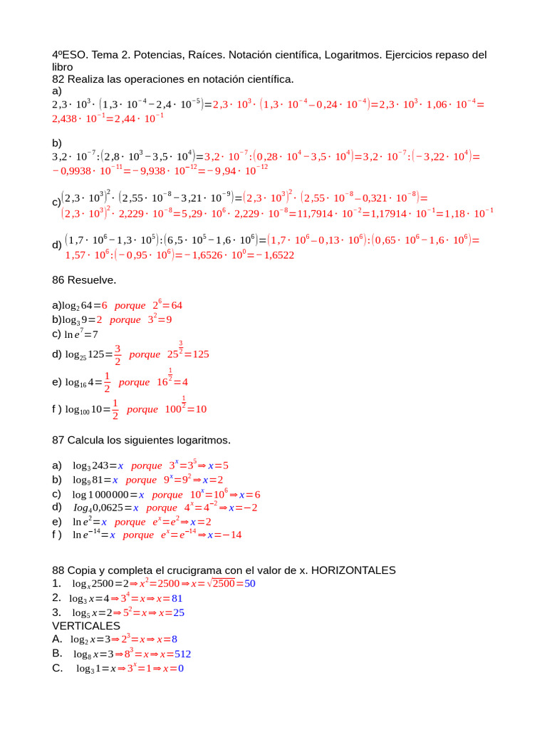 4ESO Tema 2 Ejercicios Repaso Libro | PDF