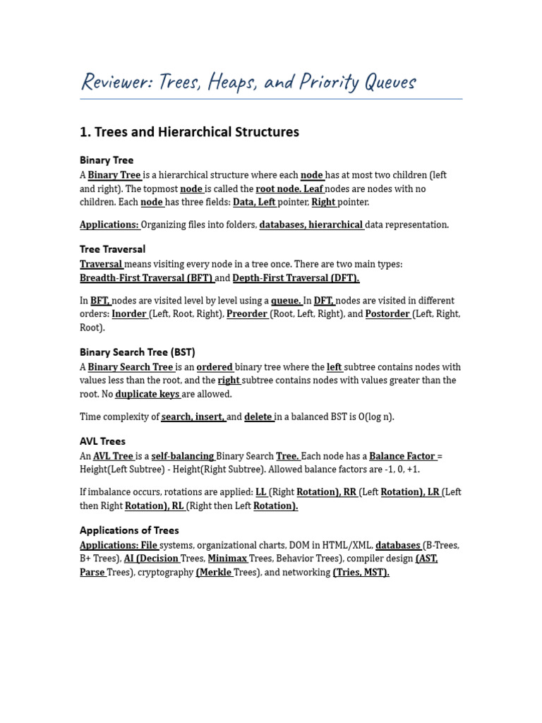 Reviewer Trees Heaps PriorityQueues Enhanced-1-1-1 | PDF | Algorithms And Data Structures