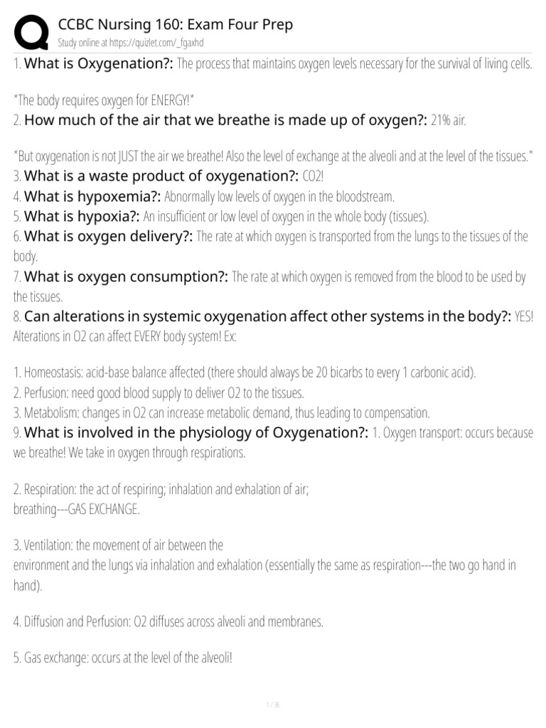 CCBC Nursing 160 Exam Four Prep | PDF | Asthma | Respiratory Tract