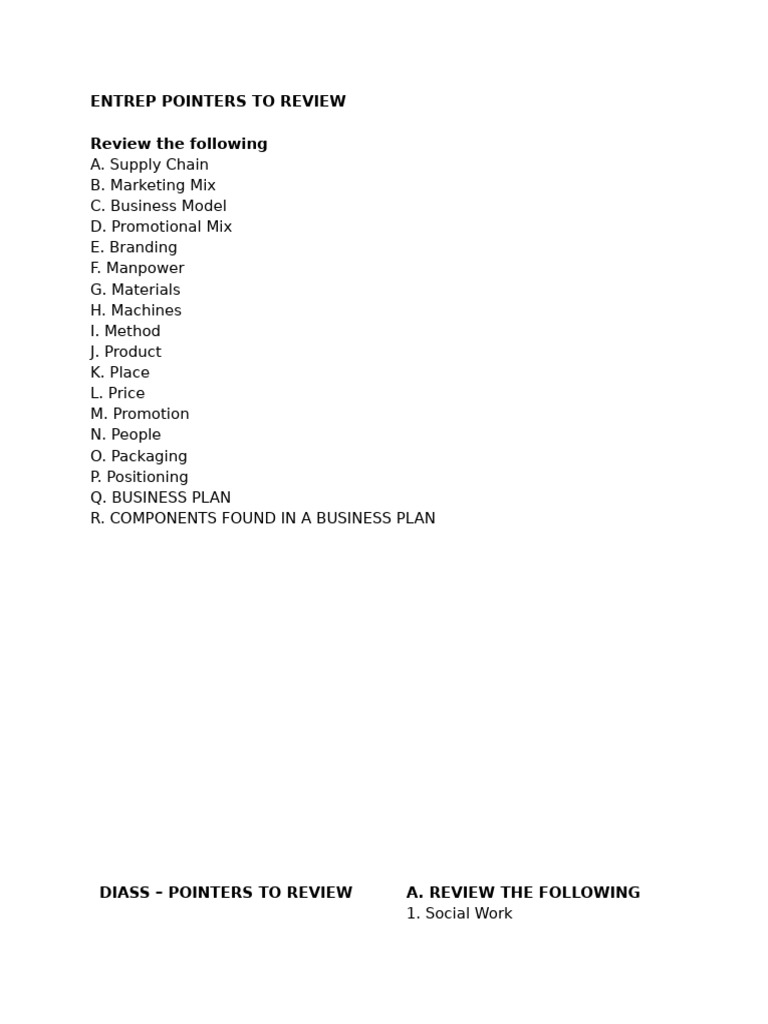 Entrep Pointers to Review | PDF