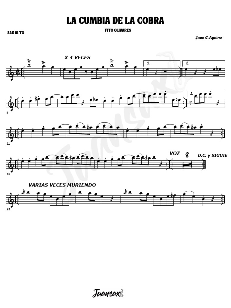 La Cumbia de La Cobra - Sax Alto | PDF