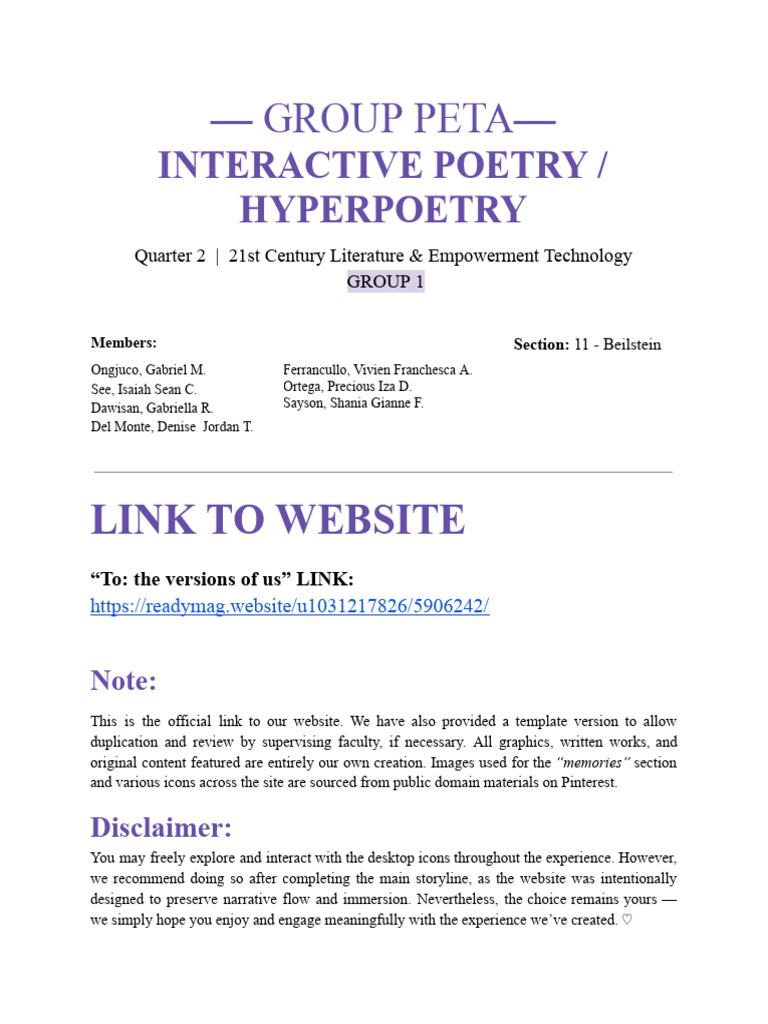 Interactive Hyperpoetry Experience | PDF