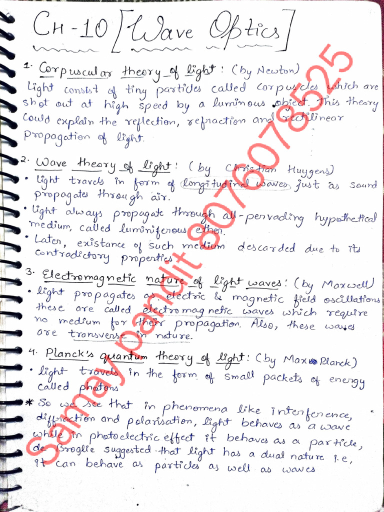 Wave Opticssome Important Biological Experiment in Series of Spotting ...