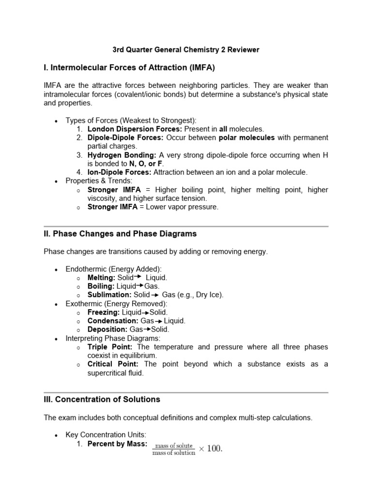 3rd Quarter General Chemistry 2 Reviewer | PDF