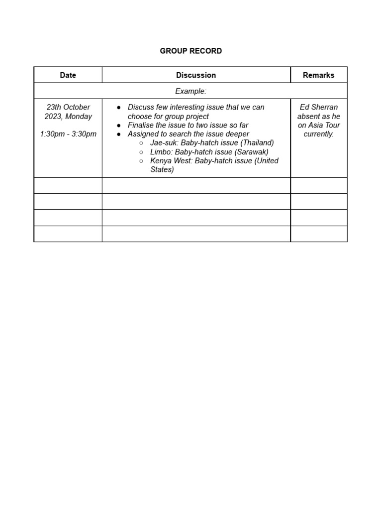 Example of Group Record | PDF