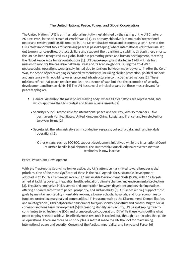 UN Peacekeeping: Principles and Impact | PDF | United Nations ...
