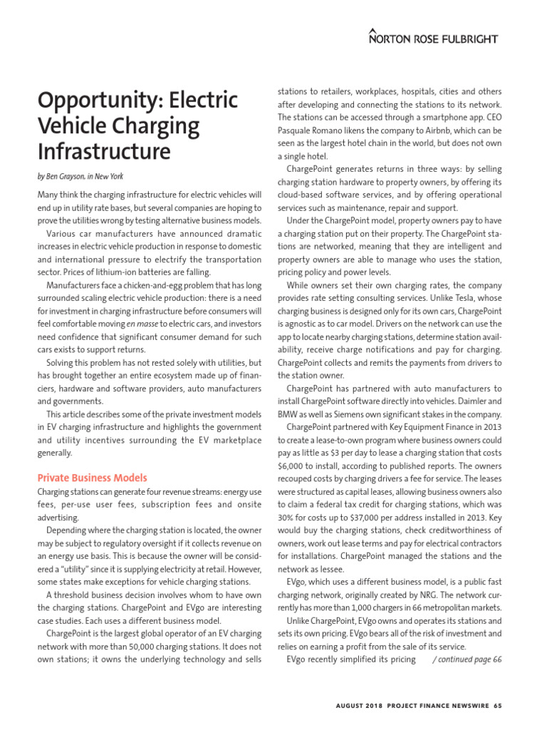 Opportunity - Electric Vehicle Charging Infrastructure | PDF | Electric ...