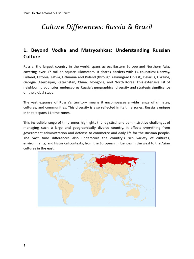Cultural Insights: Russia vs. Brazil | PDF | Russia | World Politics