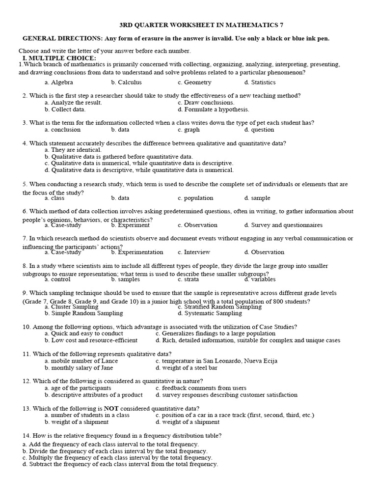 3rd Quarter Worksheet in Mathematics 7 (1) .PDF (8.5 X 13 In) | PDF ...