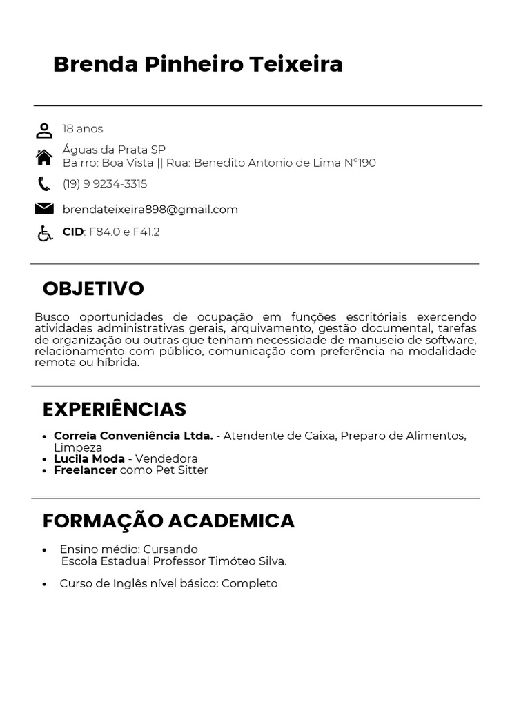 Currículo de Brenda Teixeira - Vagas Remotas | PDF