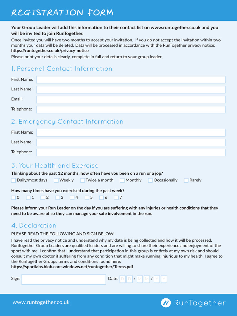 Runtogether Registration Form 2018 v3 | PDF