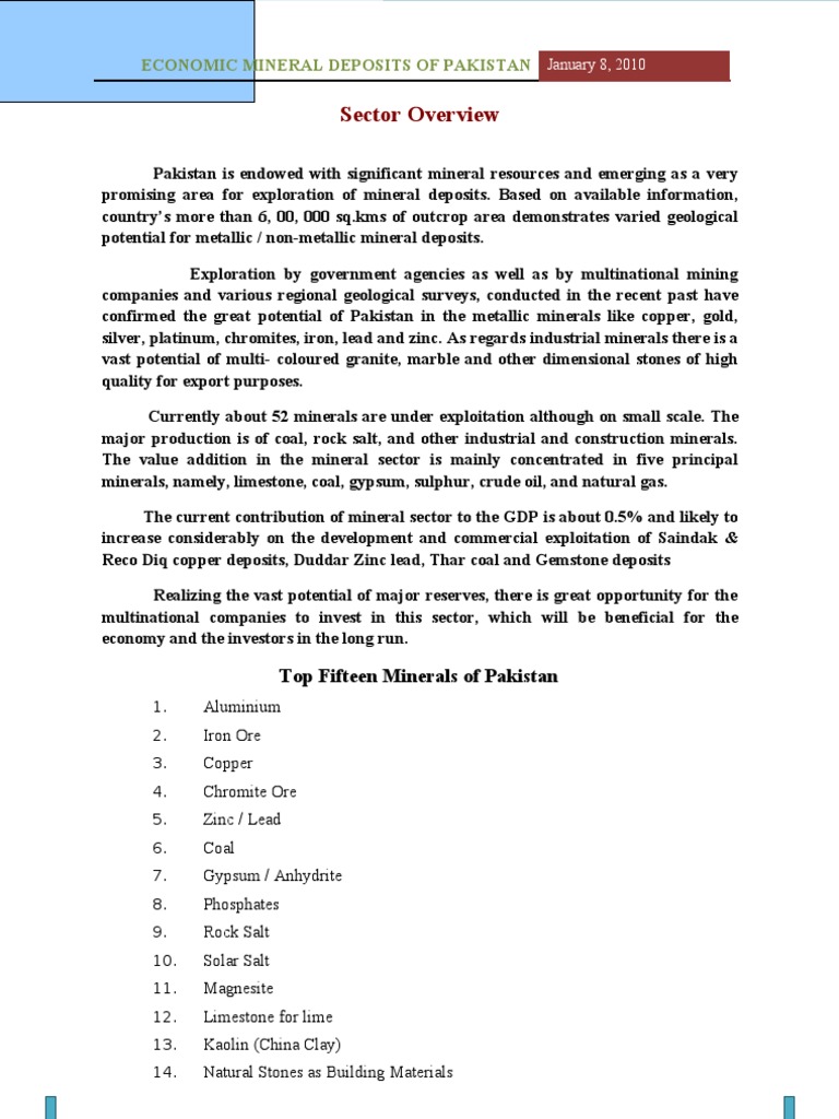 Economic Mineral Deposits of Pakistan | PDF | Gemstone | Minerals