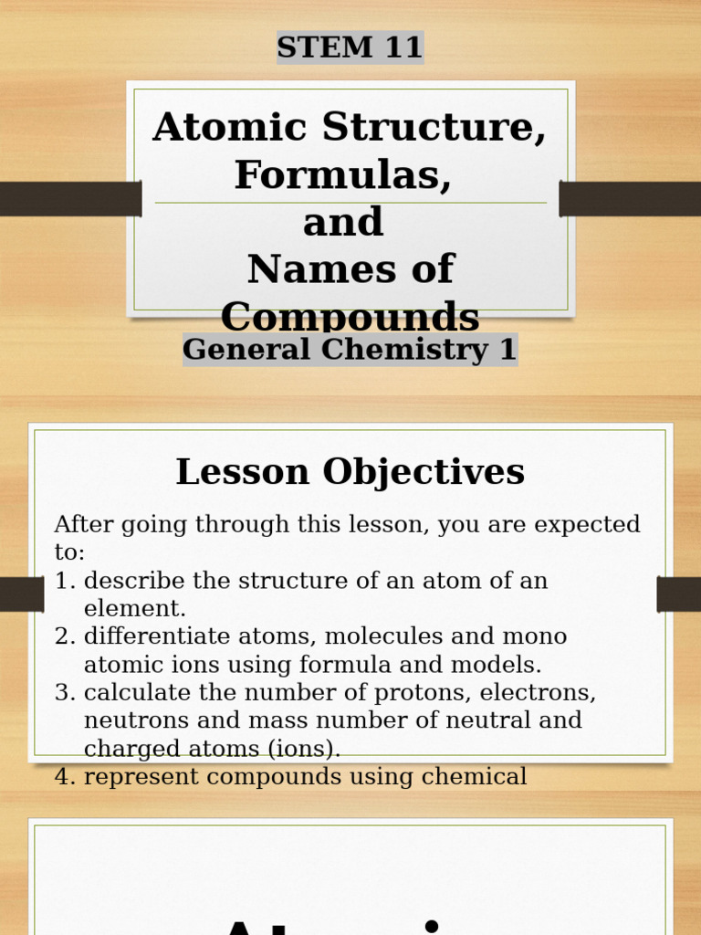Atomic Structure, Formulas, and Names of Compounds - 0 | PDF