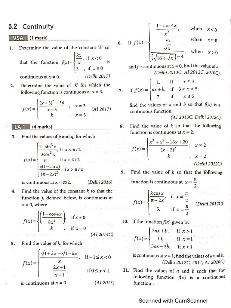 Continuity Worksheet | PDF