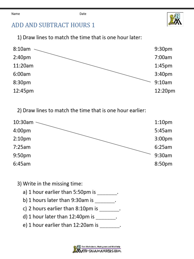 Time Addition and Subtraction Practice | PDF