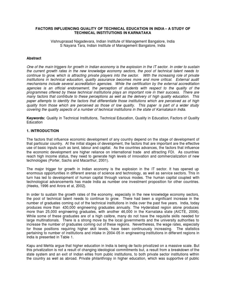 Factors Influencing Quality Education | PDF | Economies | Business