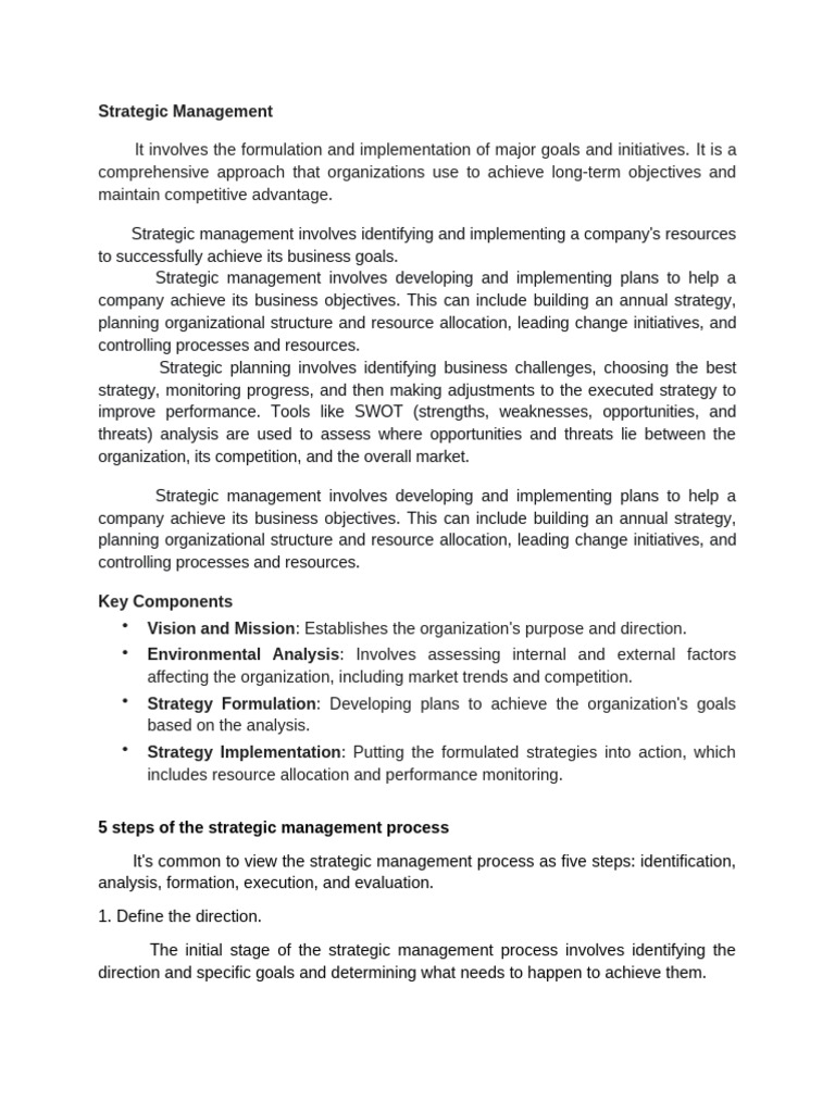Strategic Management 01 Handouts | PDF | Strategic Management | Goal