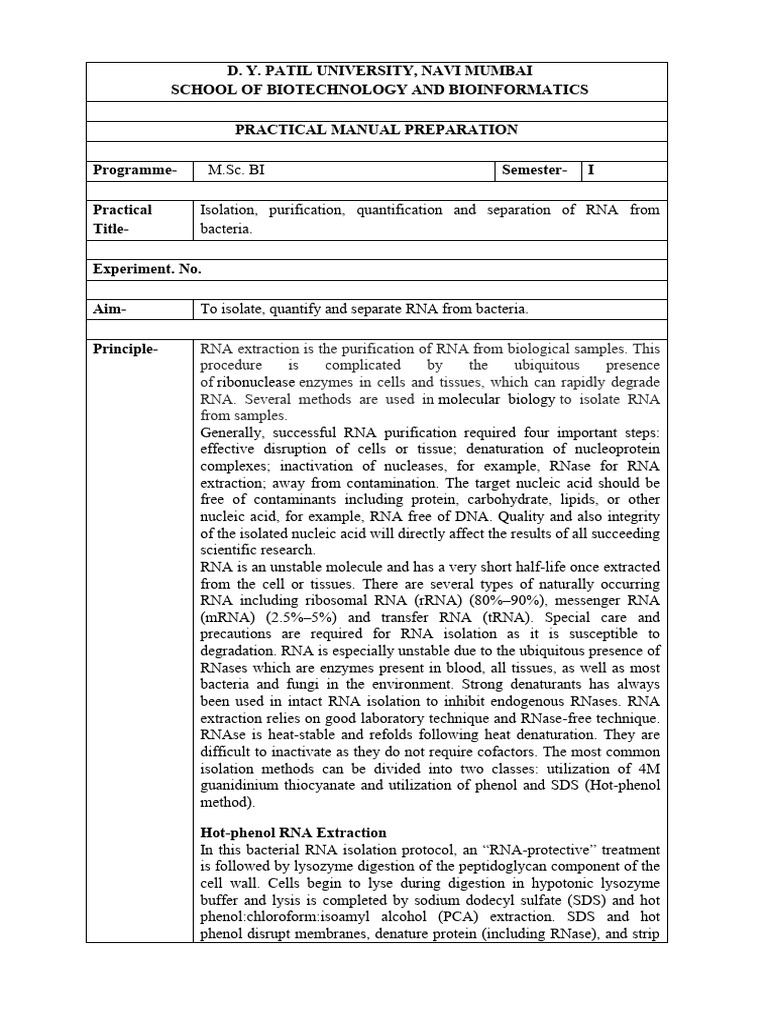 RNA Isolation and Quantification Protocol | PDF | Rna | Messenger Rna