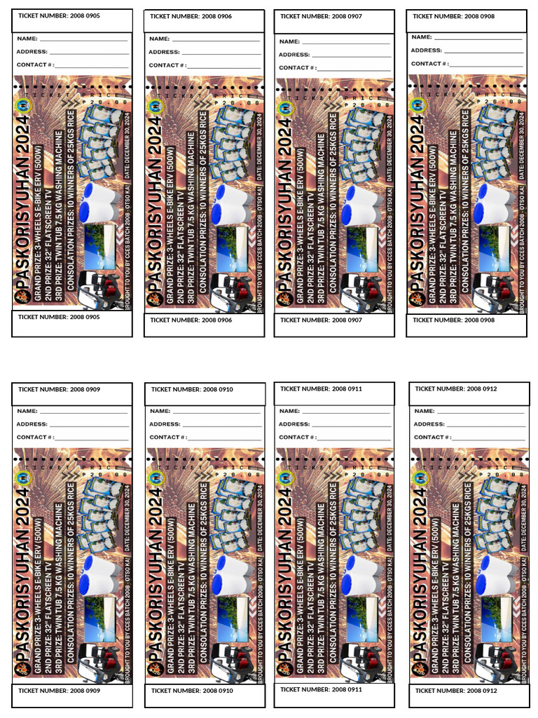 Ticket Numbers List for 2008 | PDF