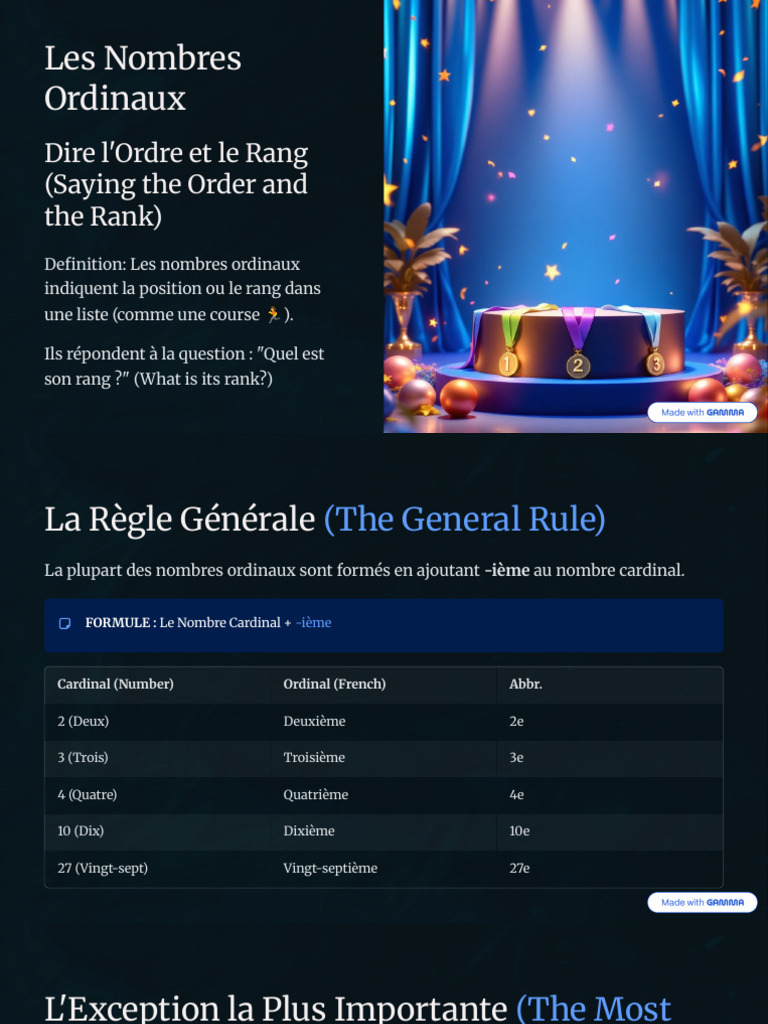 Les Nombres Ordinaux | PDF