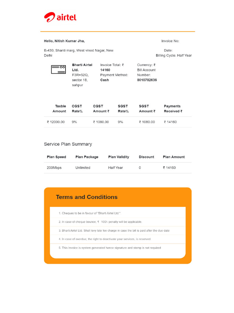Internet Invoice Nitish 1 | PDF