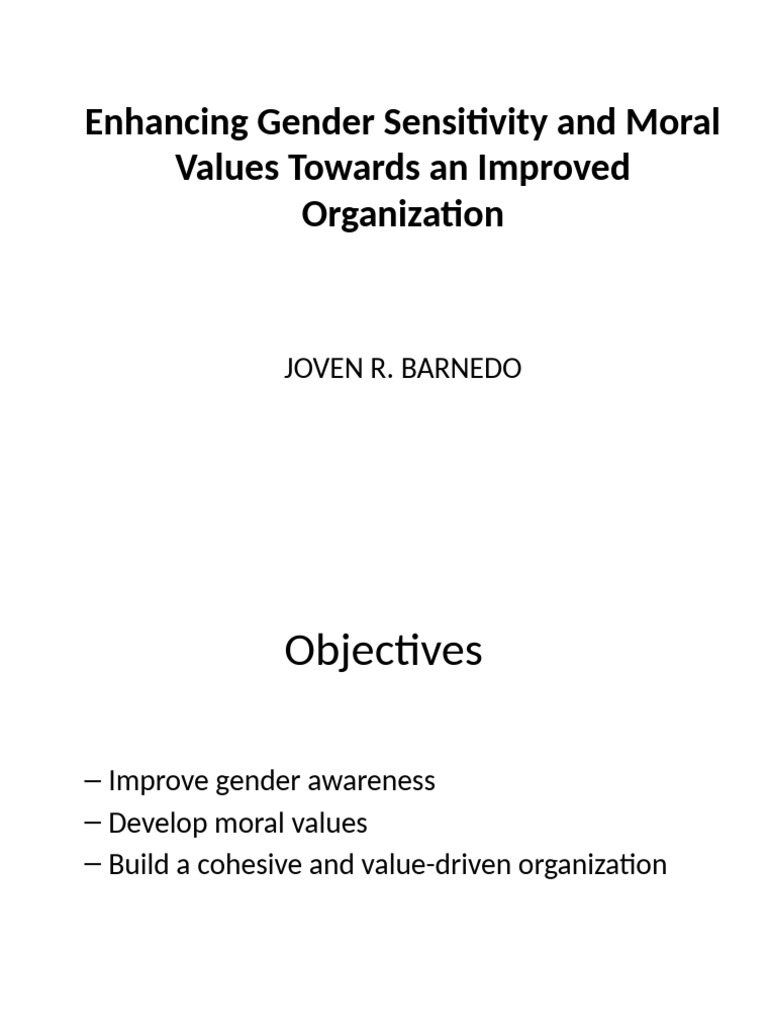 Gender Sensitivity and Moral Values Presentation | PDF