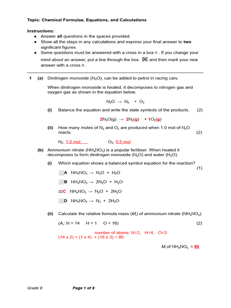 MYE Practice 1.1 - Formulae, Equations and Calculations | PDF | Zinc ...