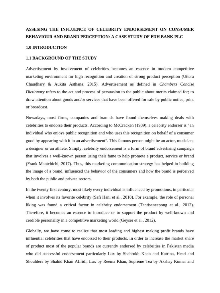 Assesing The Influence of Celebrity Endorsement On Consumer Behaviour ...
