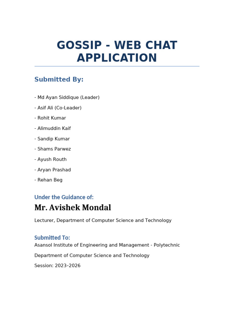 Gossip Web Chat Application Overview | PDF | Scalability | Software