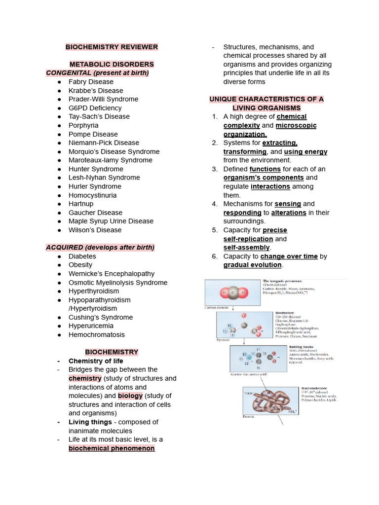 Biochemistry Review: Metabolic Disorders | PDF | Cell (Biology ...