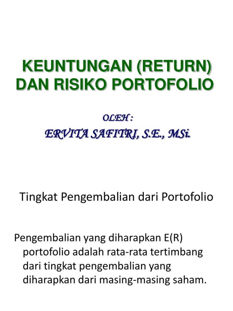 Rumus Perhitungan Return Saham | PDF