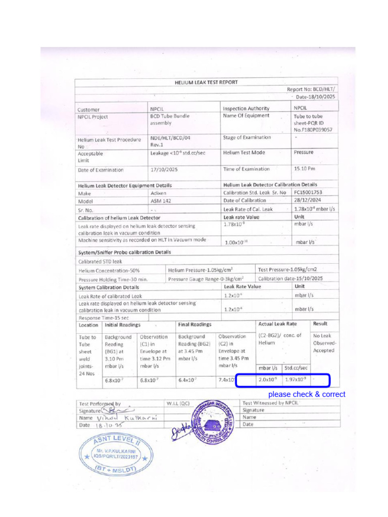 Helium Leak Test Report | PDF