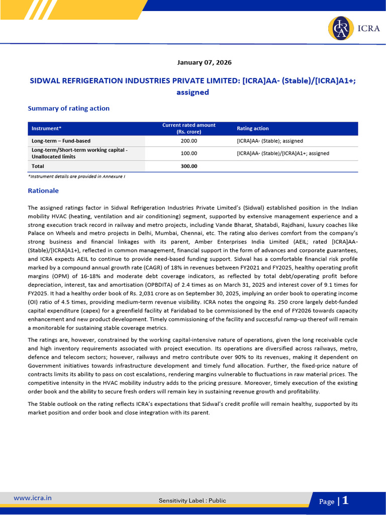 Sidwal Refrigeration Industries Private Limited | PDF | Interest ...