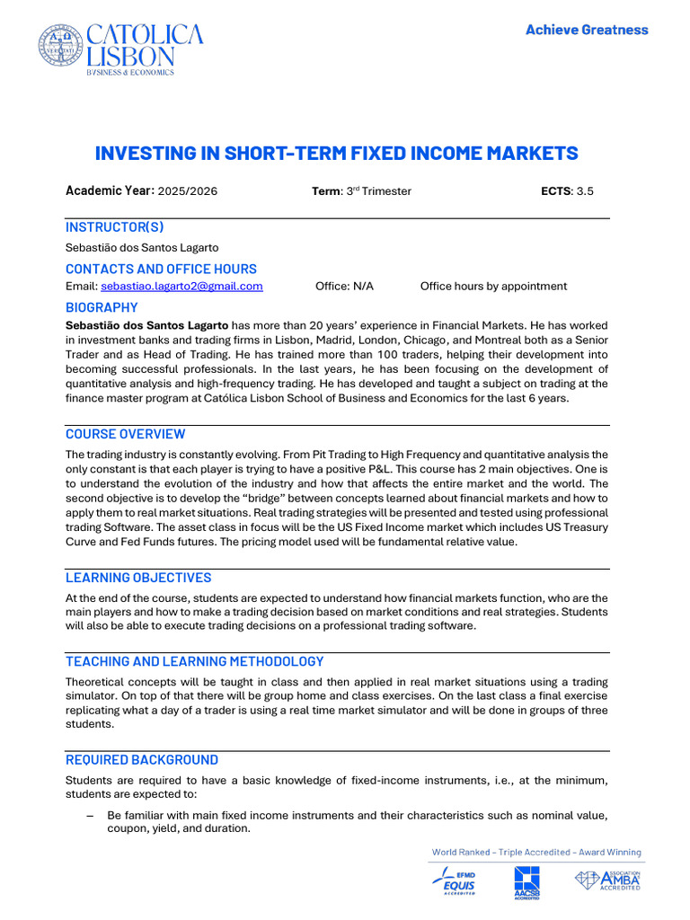 Short-Term Fixed Income Investing Course | PDF | Bonds (Finance ...