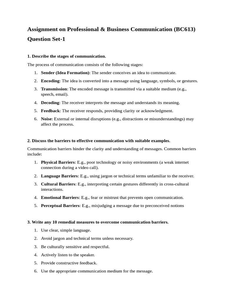 Professional Business Communication Guide | PDF | Nonverbal ...
