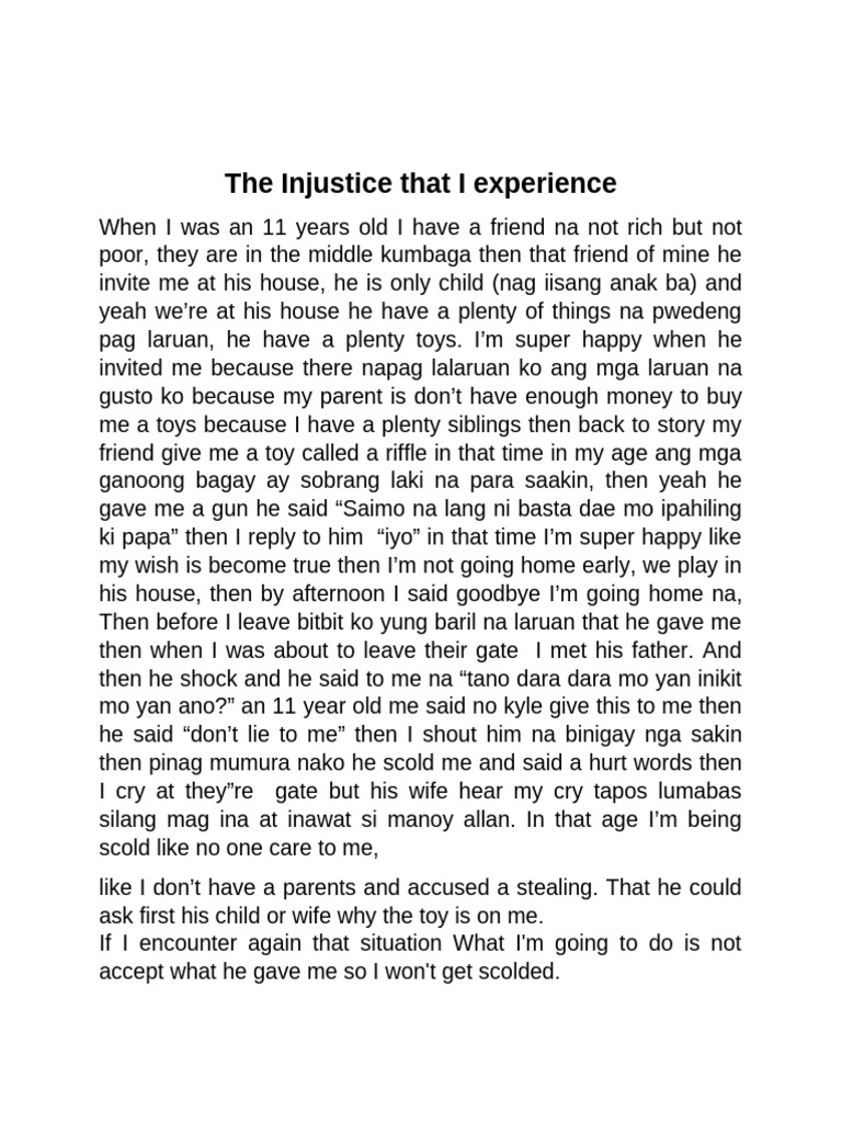Childhood Injustice and Lessons Learned | PDF