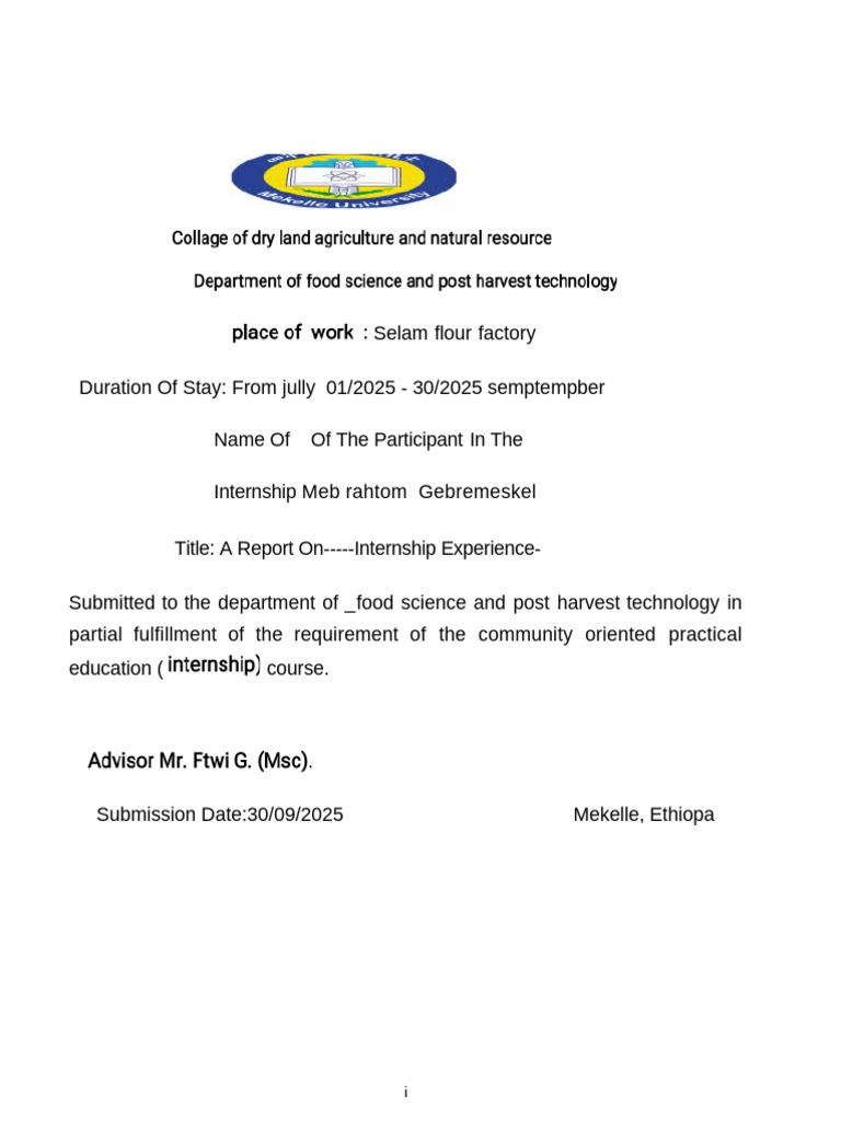Mebrahtu 2025 Internish Paper Edited | PDF | Breads | Gluten
