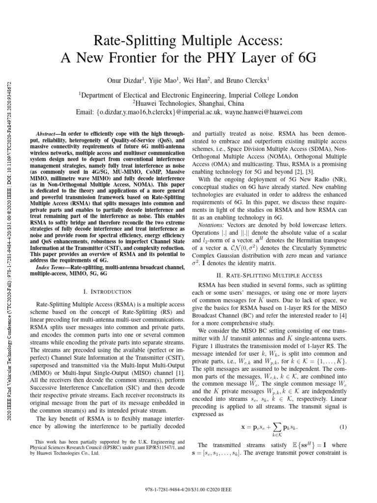 Rate-Splitting Access for 6G Networks | PDF | Mimo | Telecommunications ...