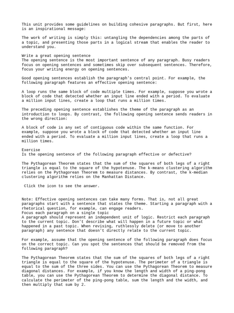 This Unit Provides Some Guidelines On Building Coh | PDF | Mathematics