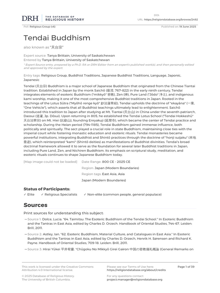Tendai Buddhism: History and Practices | PDF | Lotus Sutra | Vajrayana